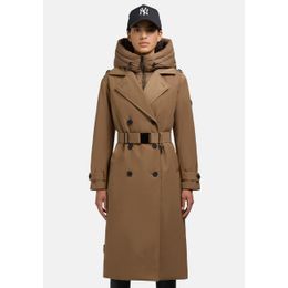 Khujo Damen Trenchcoat "Elena-YM", braun, Gr. S, Obermaterial: 100% Polyester; Futter: 100% Nylon; Wattierung: 100% Polyester, M&auml;ntel, Warmer