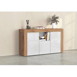Sideboard OTTO HOME, B:155cm H:85cm T:40cm, wei&szlig;, FSC-zertifizierter Holzwerkstoff, Wohnzimmer, Sideboards, "CHRONOS Breite 155 cm mit 3 T&uuml;ren, 1