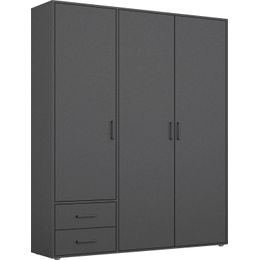 Dreht&uuml;renschrank Rauch, B:140cm H:194cm T:53cm, grau, Holzwerkstoff, Schr&auml;nke, "Kleiderschrank Schrank Garderobe W&auml;scheschrank VOYAGER", mit 2