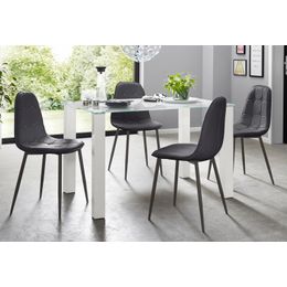 Essgruppe OTTO HOME, B:120cm, schwarz-wei&szlig;, Sitzm&ouml;bel-Sets, mit Glastisch, Breite 120 cm