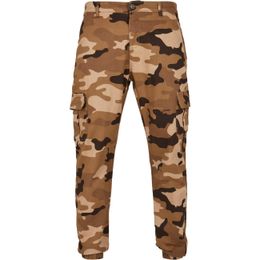 Urban Classics Herren Cargohose "Urban Classics Herren Camo Cargo Jogging Pants 2.0"schwarzground camo, Gr. 34, 98% Baumwolle, 2% Elasthan, Hosen