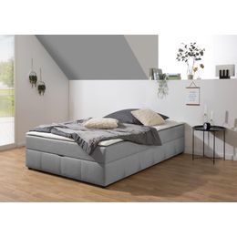 Boxbett Home Affaire, B:124cm L:204cmhellgrau, Komplettbetten, "Niemes inkl. Bettkasten und Topper, auch in &Uuml;berl&auml;nge erh&auml;ltlich", Boxbett ohne