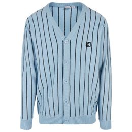 Karl Kani Damen Cardigan "Karl Kani Herren KM221-022-1 OG Pinstripe Knit Cardigan"light blau, Gr. S, 50% Viskose, 28% Polyester, 22% Polyamid,