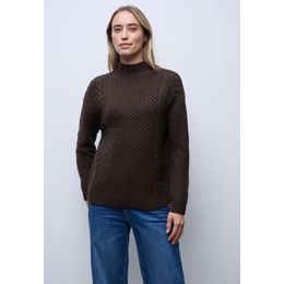 Street One Damen Rollkragenpulloverdeep roast braun, Gr. 46, unifarben, Web, 34% Baumwolle, 34% Polyacryl, 29% Polyester, 3% Elasthan, Pullover,