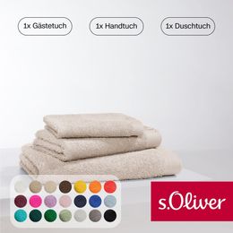 Handtuch Set s.Oliver, beige, Walkfrottier, Obermaterial: 100% Baumwolle, Handtuch-Sets, "s.Oliver, Premium Qualit&auml;t, 600 gr/m&sup2;", 1 G&auml;stetuch 30x50