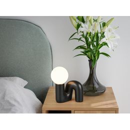 Tischleuchte "QUINN, Keramik Tischlampe m. Glasschirm, ohne Leuchtmittel 1xG9 max5W", 1, H: 21,5cm, 1 Stk., schwarz, REALITY LEUCHTEN, Wohnzimmer,