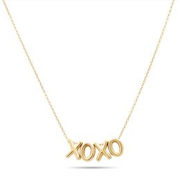 ECHTZEIT Damen Edelstahlkette "Schmuck Geschenk Edelstahl Halskette XOXO Love Letters", Edelstahl, L: 45gelbgoldfarben, Edelstahl, Halsketten