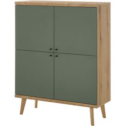 Highboard Home Affaire, B:107cm H:134cm T:40cm, gr&uuml;n, Wohnzimmer, Sideboards, "MAVAS", in moderner Trendfarbe, Griffe aus Metall (Schwarz), H&ouml;he 134