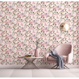 marburg Vliestapete "Tapete Floral Blossom", B/L: 0,53m x 10,05m, Rollen: 1beige,rosa,gr&uuml;n, Wohnzimmer, Tapeten, moderne Vliestapete f&uuml;r Wohnzimmer