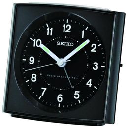 Seiko Funkwecker "QHR022K", schwarz, Wecker, Wecker, Schlafzimmer, Leuchtzeiger, Beleuchtung, Schlummerfunktion
