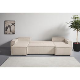 Wohnlandschaft OTTO HOME "CASSI L-Form, 311cm - OTTO. Verl&auml;ssliche Qualit&auml;t.", creme, B:311cm H:79cm T:145cm, Sofas, Wohnlandschaft, Schlaffunktion (133/200), Bettkasten, Cord, Unser Tiefpreis, Topseller