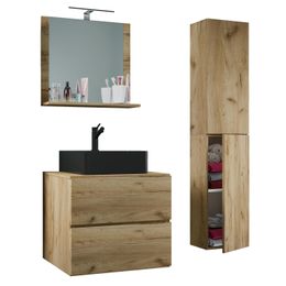Waschbeckenunterschrank Vcm, B:60cm H:52cm T:52cm, braun, Obermaterial: 100% Holz Wood., Badezimmer, Schr&auml;nke, "Vcm 4-tlg. Waschplatz Waschtisch