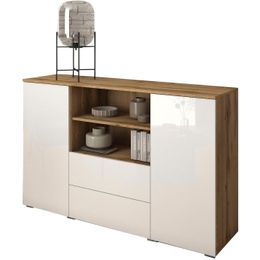 Sideboard OTTO HOME, B:140cm H:88,5cm T:39,5cm, wei&szlig;, Wohnzimmer, Sideboards, "PARIS", Moderne 140cm breite grifflose Kommode, vielseitig einsetzbar