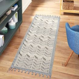 Hochflor-Teppich Carpet City, B:80cm H:20mm L:300cm, blau, Obermaterial: 55% Polypropylen, 45% Sisal, Teppiche, "VALENCIA 920", L&auml;ufer, Boho-Stil,