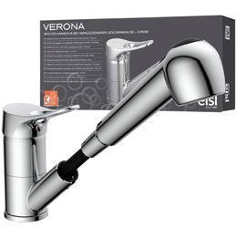 EISL&reg; Sp&uuml;ltischarmatur EISL, B:5,2cm H:17,2cm T:24cm, grau, Kunststoff, Messing, K&uuml;che, Armaturen, "Verona", mit Geschirrbrause, Wasserhahn ausziehbar, 360