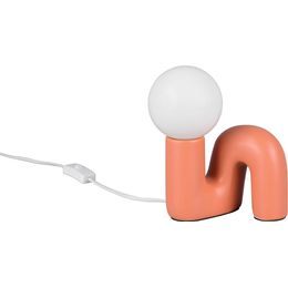 Tischleuchte "QUINN, Keramik Tischlampe m. Glasschirm, ohne Leuchtmittel 1xG9 max5W", 1, H: 21,5cm, 1 Stk.apricot, REALITY LEUCHTEN, Wohnzimmer,