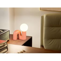 Tischleuchte "QUINN, Keramik Tischlampe m. Glasschirm, ohne Leuchtmittel 1xG9 max5W", 1, H: 21,5cm, 1 Stk., orange, REALITY LEUCHTEN, Wohnzimmer,