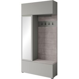 Garderoben-Set Home Affaire, B:115cm H:231,9cm T:37,5cmpallad grau, Holzwerkstoff, Flur, Kastenm&ouml;bel-Sets, "TEJO", Spiegel Schrank Element flexibel