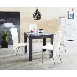 Essgruppe OTTO HOME, B:80cm, grau, Sitzm&ouml;bel-Sets, Tischbreite 80 cm in schieferfarben, 5tlg. Essgruppe