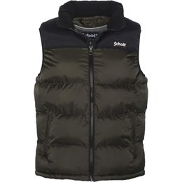 Schott NYC Herren Steppweste, gr&uuml;n, Basic, Gr. XS, unifarben mit Farbeinsatz, Softshell, Obermaterial: 100% Nylon, Westen, mit dezenter Logostickerei
