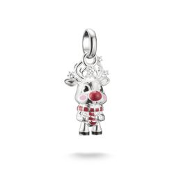 Thomas Sabo Damen Charm-Einh&auml;nger "Charm Rentier - Connect"silberfarben, pink, rot, schwarz, wei&szlig;, kristallwei&szlig;, kristallwei&szlig;, Silber 925 (recycelt),