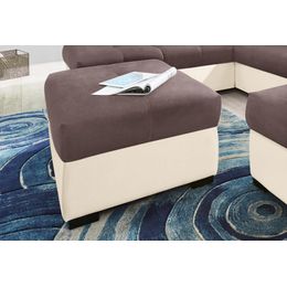 Hocker COTTA, B:100cm H:46cm T:70cmcreme, braun, Edles Flachgewebe ( 100% Polyester ) / Feine Struktur ( 100% Polyester );Kunstleder SOFTLUX /