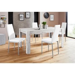 Essgruppe OTTO HOME, B:160cm, wei&szlig;, Sitzm&ouml;bel-Sets, "Lynn160/Brooke", Tisch mit 4 St&uuml;hlen