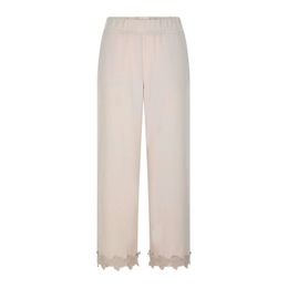 GOLDNER Damen Stoffhose "Kurzgr&ouml;&szlig;e Sommerhose mit floraler Spitze", beige, Gr. 27, Obermaterial: 88% Baumwolle CO. 12% Leinen LI., Hosen, Stickerei