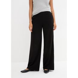 bonprix Damen Marlene-Hose, schwarz, Gr. 50, Obermaterial: 66% Polyester, 33% Viskose, 1% Elasthan. Taschenfutter: 100% Polyester, Hosen, weit