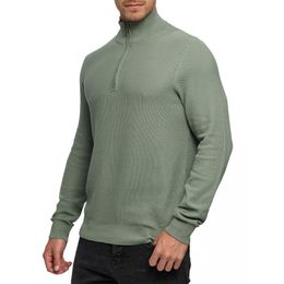 INDICODE Herren Troyer "INBarcerle Half Zip"sea spray, Gr. XL, unifarben, Strick, Obermaterial: 100% Baumwolle, Pullover