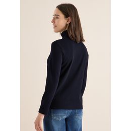 Cecil Damen Langarmshirt, blau, Gr. L, unifarben, Web, 95% Baumwolle, 5% Elasthan, Shirts, mit Turtleneck
