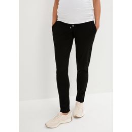 bonprix Damen Umstandshose, schwarz, Gr. 48, Obermaterial: 68% Viskose, 28% Polyester, 4% Elasthan, Hosen, aus Viskose, Polyester und Elasthan,