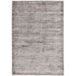 Teppich Tom Tailor HOME, B:65cm H:8mm L:135cm, grau, Viskose, Wohnzimmer, Teppiche, "Shine uni", Handwebteppich, 100% Viskose, handgewebt, mit