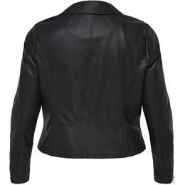 Only CARMAKOMA Damen Lederimitatjacke "CAREMMY FAUX LEATHER BIKER", schwarz, Gr. 46, beschichtet, Web, Obermaterial: 50% Polyurethan, 50% Viskose,