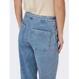 Only Damen High-waist-Jeans "ONLMADISON HW BUTTON WIDE DNM GEN223NOOS", blau, Gr. 31, unifarben, Denim/Jeans, Obermaterial: 90% Baumwolle, 8%