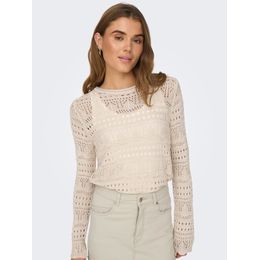 Jacqueline de Yong Rundhalspullover JDY "JDYSUN LAY L/S BOATNECK PULLOV. KNT NOOS", Damen, Gr. XS, beige (tapioca), Strick, Obermaterial: 100% Polyacryl, unifarben, regular fit normal, Rundhals, Pullover Rundhalspullover