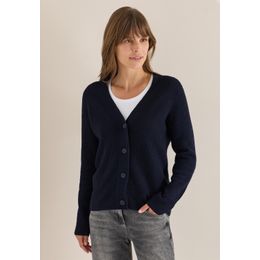 Cecil Damen Cardiganurban dunkelblau, Gr. XXL, unifarben, Web, 37% Baumwolle, 34% Polyacryl, 26% Polyester, 3% Elasthan, Strickjacken, mit Knopfleiste