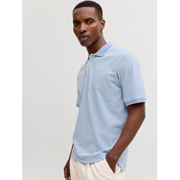 Jack & Jones JACK & JONES Herren Poloshirt "JPRBLUALVES SS POLO SN", blau, Gr. XS, meliert, Jersey, Obermaterial: 50% Baumwolle, 50% Polyester, Shirts, mit Logo