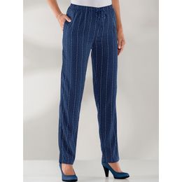 Classic Basics Damen Schlupfhose, blau, Gr. 21, gemustert, mehrfarbig, 100% Polyester, Hosen