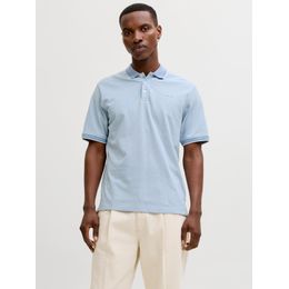 Jack & Jones JACK & JONES Herren Poloshirt "JPRBLUALVES SS POLO SN"ashley blau detail:melange, Gr. XL, meliert, Jersey, Obermaterial: 50% Baumwolle, 50%