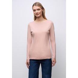 Langarmshirt Street One, Damen, Gr. 44, faded rose, Web, Obermaterial: 50% Baumwolle, 50% Modal; Futter: 100% Baumwolle, unifarben, normal normal, U-Boot-Ausschnitt, abgesteppt, Shirts Langarmshirt, im soften Baumwoll-Mix