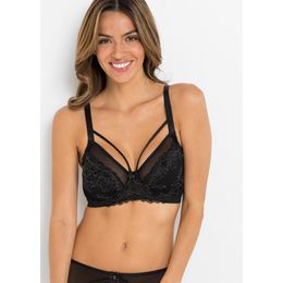 bonprix Damen Minimizer-BH "Minimizer-BH mit zarter Spitze", Gr. 90, schwarz, Obermaterial: 80% Polyamid, 20% Elasthan. Futter: 90% Polyamid, 10%
