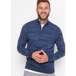 bonprix Herren Troyer, blau, Gr. 44, meliert, unifarben, Feinstrick, Obermaterial: 50% Baumwolle, 50% Polyacryl, Pullover, aus Baumwolle und