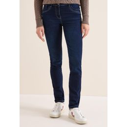 Cecil Damen Skinny-fit-Jeans, blau, Gr. 32, unifarben, Jeans, 76% Baumwolle, 22% Polyester, 2% Elasthan, Jeans, 5-Pocket-Style