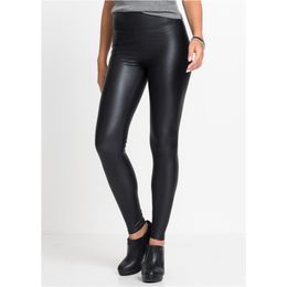bonprix Damen Lederimitathose, schwarz, Gr. 32, unifarben, Obermaterial: 95% Polyester, 5% Elasthan, Hosen, aus beschichtetem elastischem