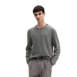 Marc O'Polo MARC O'POLO Herren Rundhalspullover "aus Bio-Baumwolle und Leinen", grau, Gr. XXXL, gestreift, Obermaterial: 87% Baumwolle, 13% Leinen, Pullover