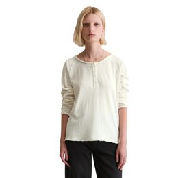 Marc O'Polo Damen Langarmshirt "aus Organic Cotton"silky wei&szlig;, Basic, Gr. XL, MARC O'POLO DENIM, unifarben, Obermaterial: 100% Baumwolle, Shirts