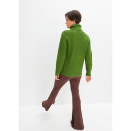 bonprix Damen Rollkragenpullover, gr&uuml;n, Gr. 40, unifarben, Strick, Obermaterial: 100% Polyacryl, Pullover, in Rippstrick-Qualit&auml;t, f&uuml;r k&uuml;hle Tage,
