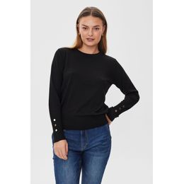 Freequent Damen Strickpullover "FQKATIE-PULLOVER", schwarz, Gr. M, unifarben, Strick, Obermaterial: 82% Viskose, 16% Polyamid, 2% Elasthan, Pullover,