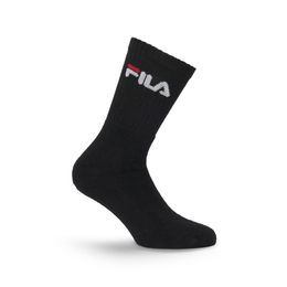 Fila Herren Sportsocken "UNISEX CREW TENNIS FULL TERRY SOCKS", Gr. 43, schwarz, Baumwollmischung, bedruckt, unifarben mit Farbeinsatz, Socken